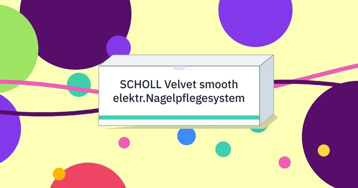 Symbolbild: Packung mit der Aufschrift SCHOLL Velvet smooth elektr.Nagelpflegesystem (PZN 11257819) – Verfügbarkeit und Bezug in Apotheken in Frankfurt am Main