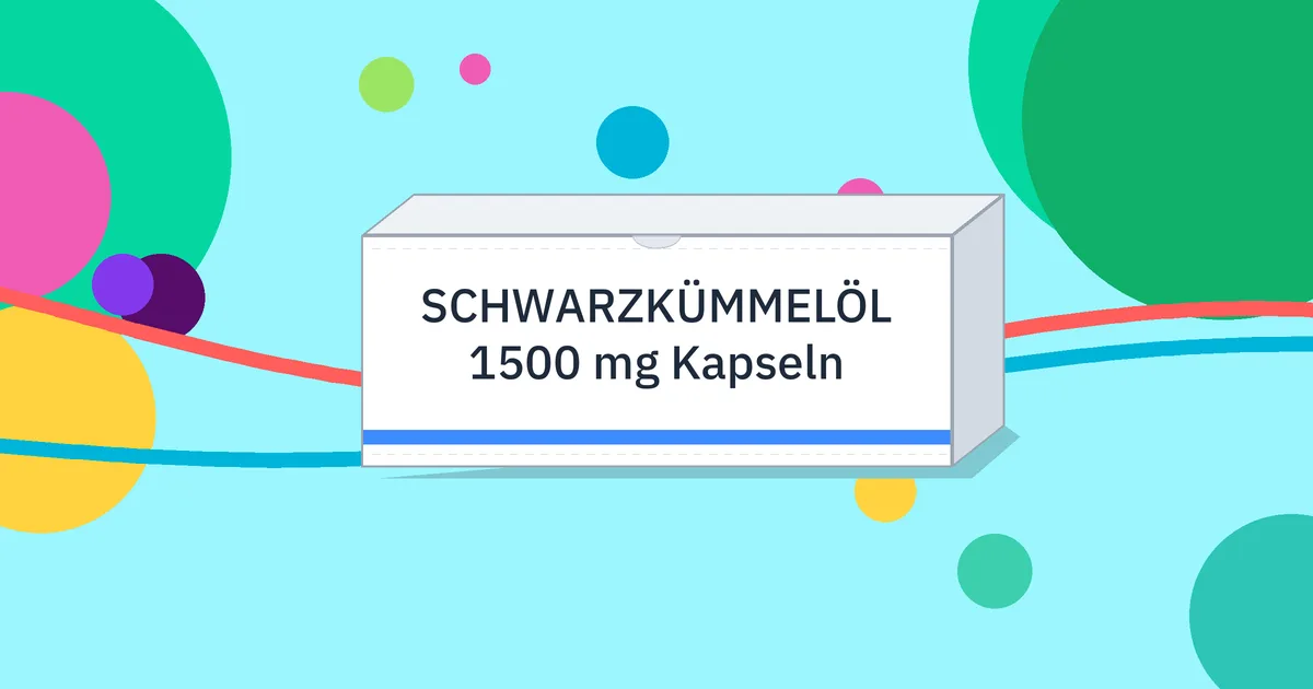 Symbolbild: Packung mit der Aufschrift SCHWARZKÜMMELÖL 1500 mg Kapseln (PZN 17426849) – Verfügbarkeit und Bezug in Apotheken in Frankfurt am Main