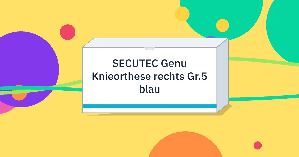 Symbolbild: Packung mit der Aufschrift SECUTEC Genu Knieorthese rechts Gr.5 blau (PZN 12511243) – Verfügbarkeit und Bezug in Apotheken in Frankfurt am Main