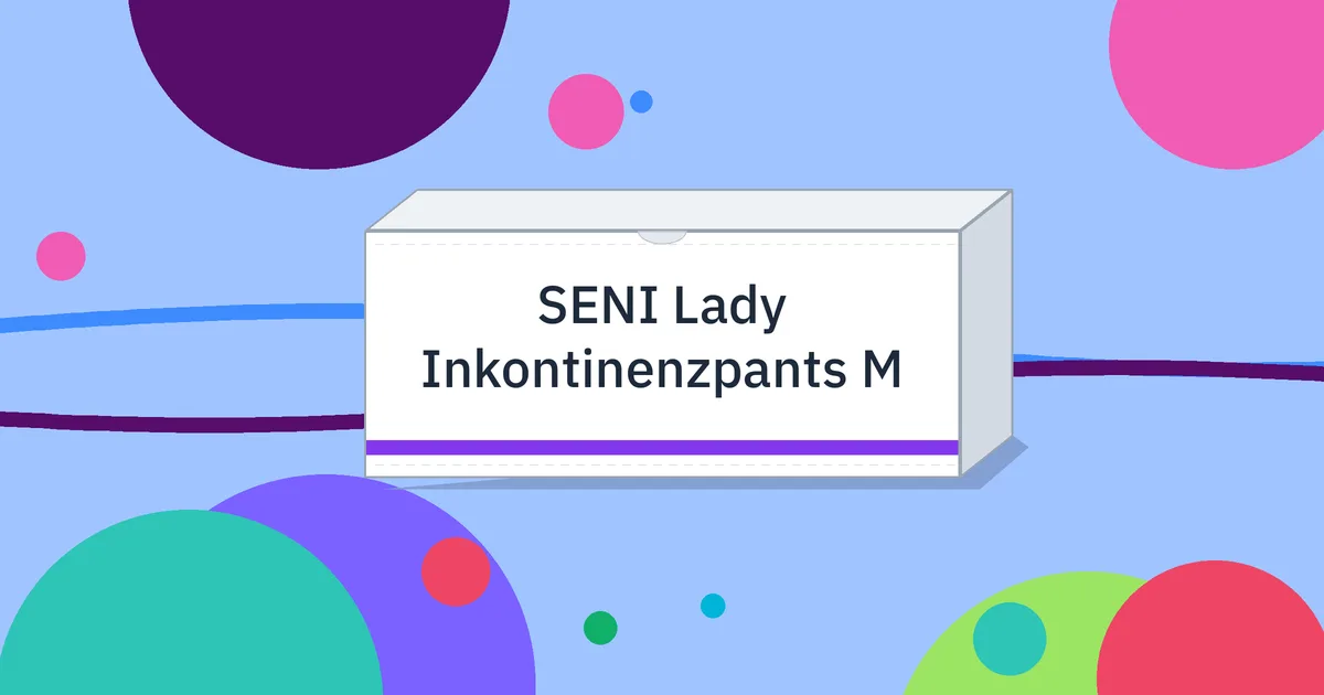 Symbolbild: Packung mit der Aufschrift SENI Lady Inkontinenzpants M (PZN 20322444) – Verfügbarkeit und Bezug in Apotheken in Frankfurt am Main