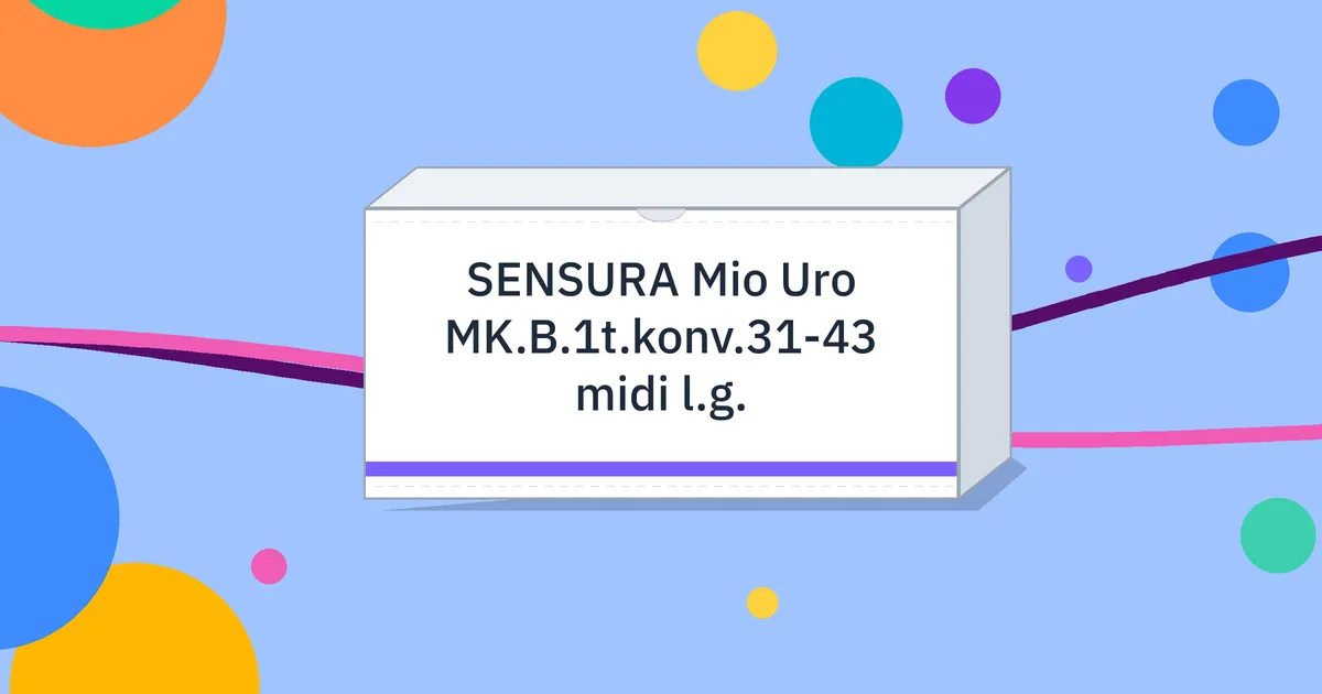 Symbolbild: Packung mit der Aufschrift SENSURA Mio Uro MK.B.1t.konv.31-43 midi l.g. (PZN 11099616) – Verfügbarkeit und Bezug in Apotheken in Frankfurt am Main
