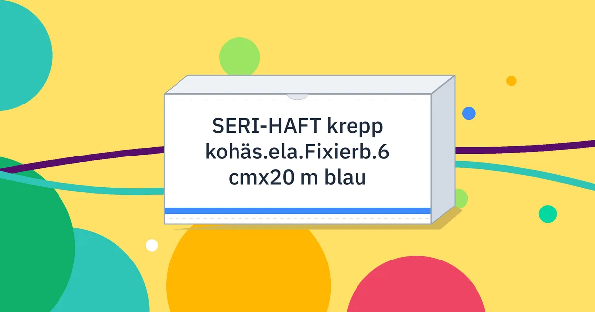 Symbolbild: Packung mit der Aufschrift SERI-HAFT krepp kohäs.ela.Fixierb.6 cmx20 m blau (PZN 14381572) – Verfügbarkeit und Bezug in Apotheken in Frankfurt am Main