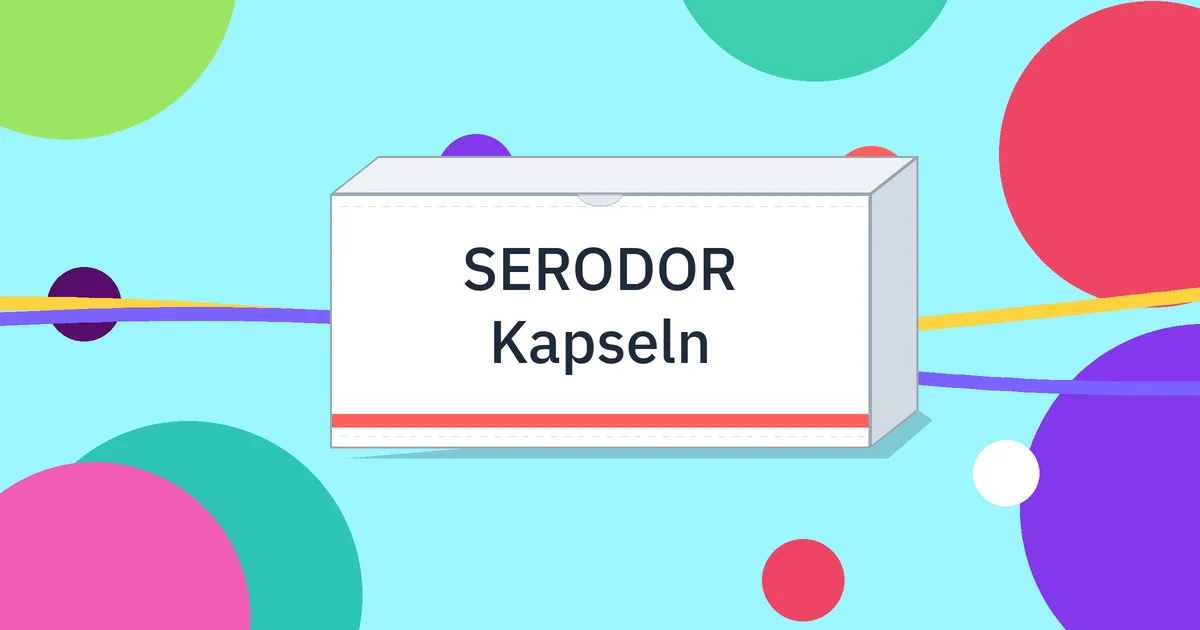Symbolbild: Packung mit der Aufschrift SERODOR Kapseln (PZN 18502423) – Verfügbarkeit und Bezug in Apotheken in Frankfurt am Main