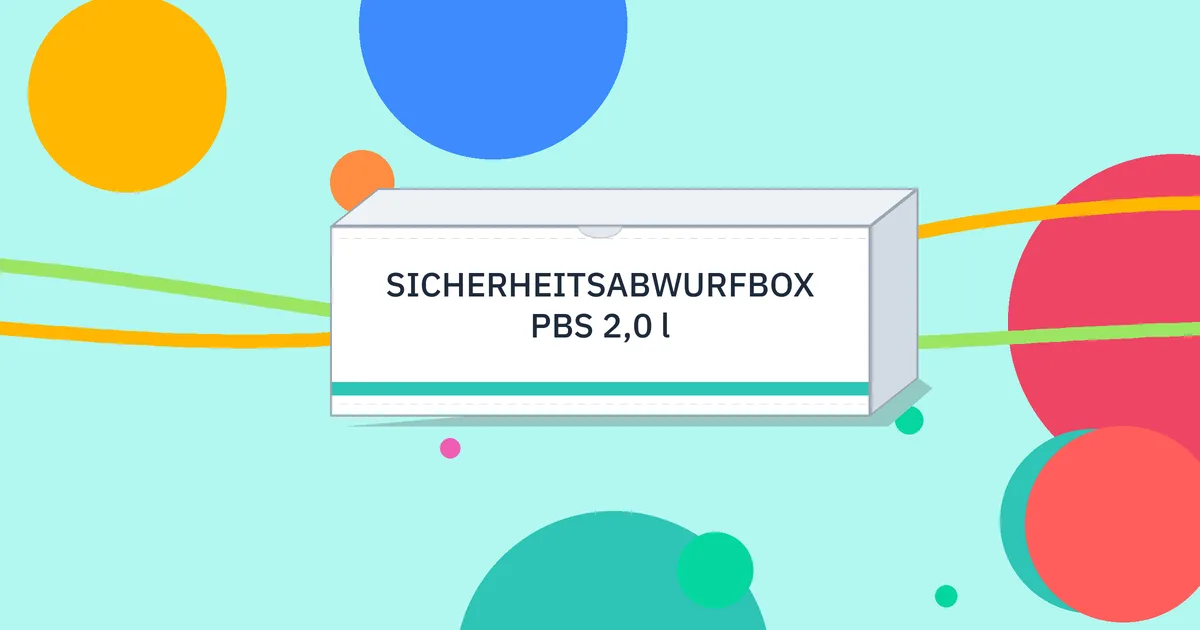 Symbolbild: Packung mit der Aufschrift SICHERHEITSABWURFBOX PBS 2,0 l (PZN 09106906) – Verfügbarkeit und Bezug in Apotheken in Frankfurt am Main