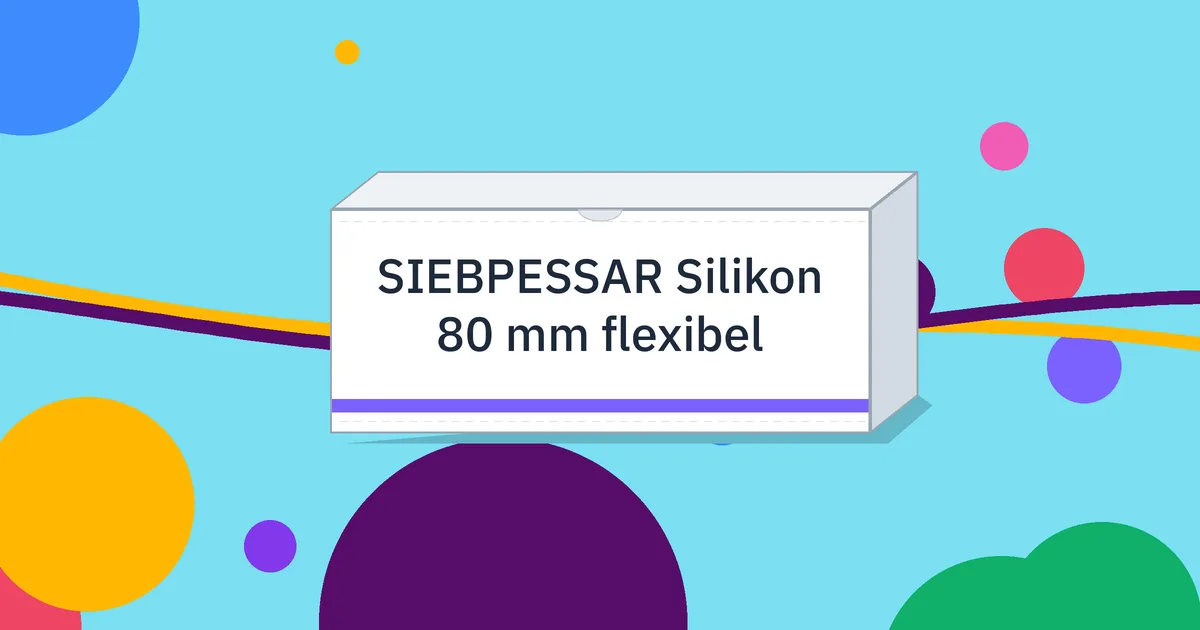 Symbolbild: Packung mit der Aufschrift SIEBPESSAR Silikon 80 mm flexibel (PZN 03375321) – Verfügbarkeit und Bezug in Apotheken in Frankfurt am Main