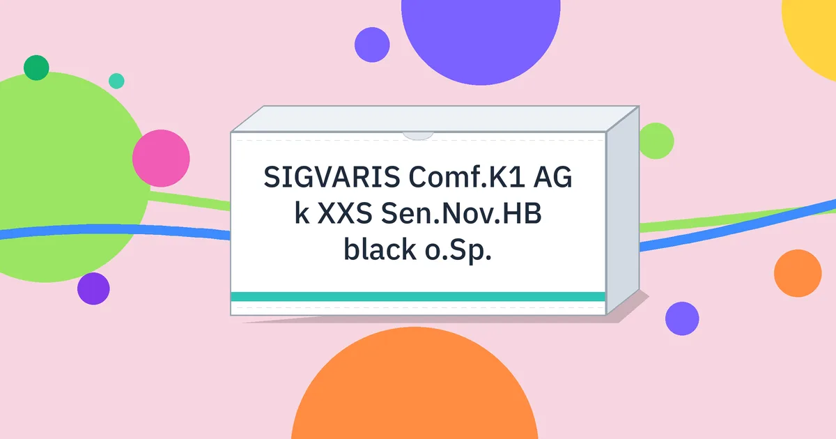 Symbolbild: Packung mit der Aufschrift SIGVARIS Comf.K1 AG k XXS Sen.Nov.HB black o.Sp. (PZN 17103833) – Verfügbarkeit und Bezug in Apotheken in Frankfurt am Main