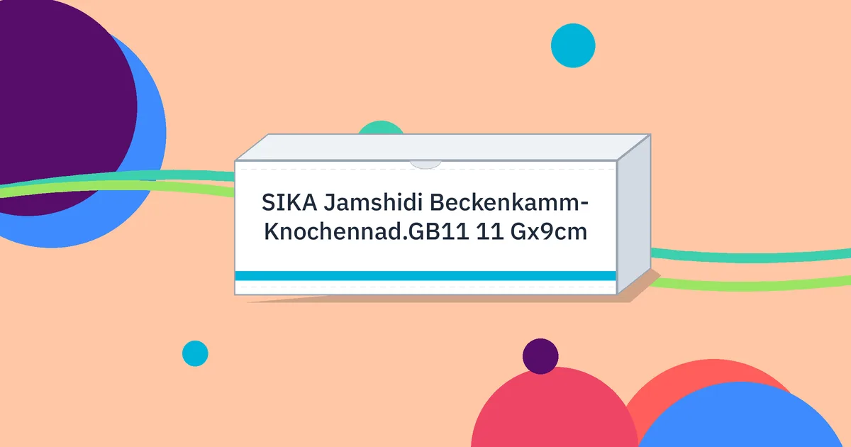 Symbolbild: Packung mit der Aufschrift SIKA Jamshidi Beckenkamm-Knochennad.GB11 11 Gx9cm (PZN 20595248) – Verfügbarkeit und Bezug in Apotheken in Frankfurt am Main