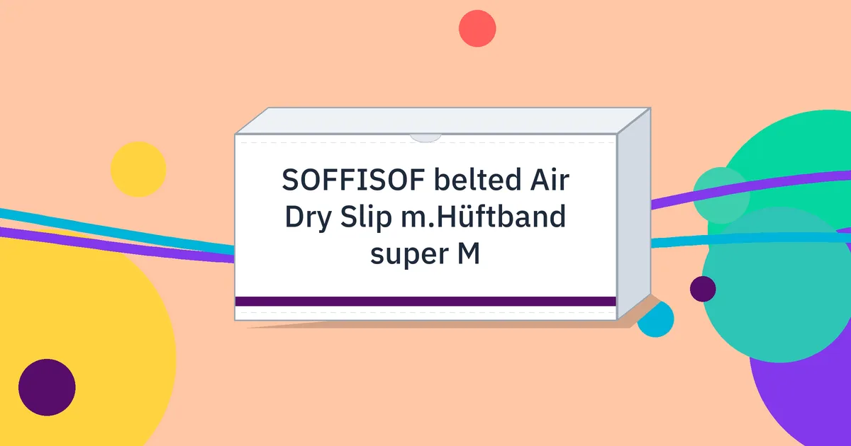 Symbolbild: Packung mit der Aufschrift SOFFISOF belted Air Dry Slip m.Hüftband super M (PZN 10798134) – Verfügbarkeit und Bezug in Apotheken in Frankfurt am Main