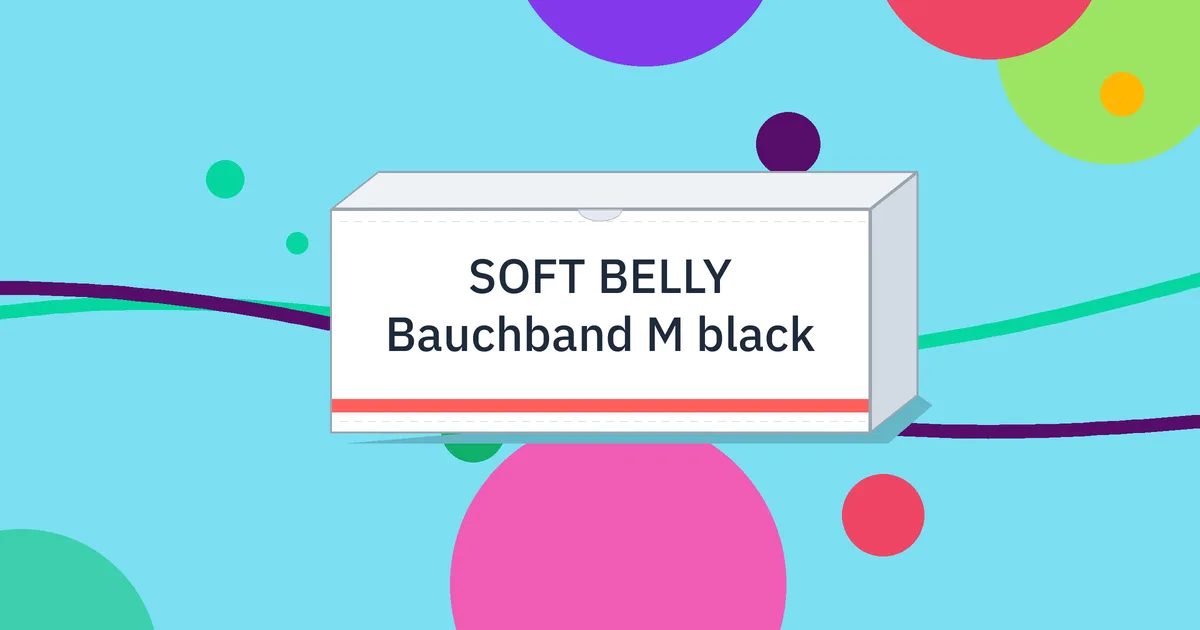 Symbolbild: Packung mit der Aufschrift SOFT BELLY Bauchband M black (PZN 18496941) – Verfügbarkeit und Bezug in Apotheken in Frankfurt am Main