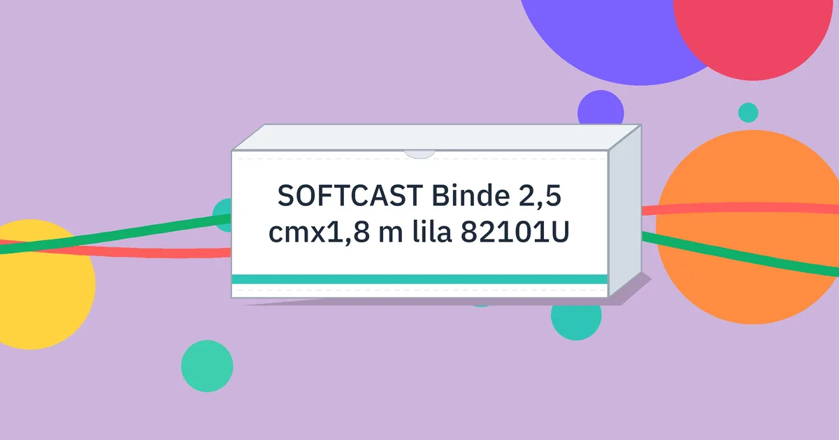 Symbolbild: Packung mit der Aufschrift SOFTCAST Binde 2,5 cmx1,8 m lila 82101U (PZN 02696997) – Verfügbarkeit und Bezug in Apotheken in Frankfurt am Main