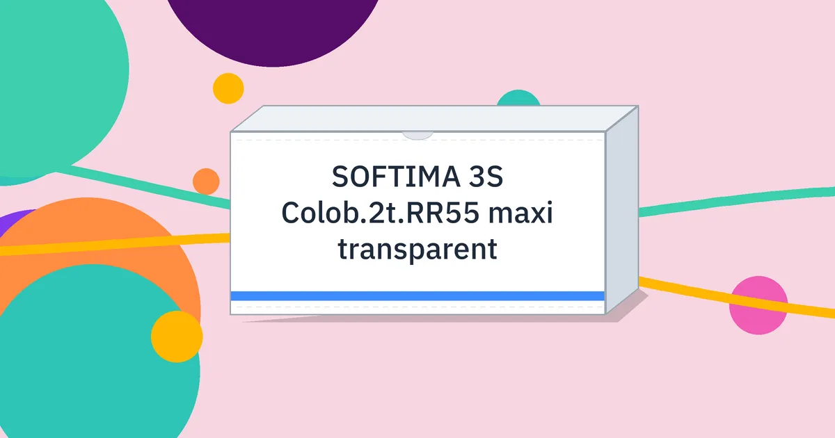 Symbolbild: Packung mit der Aufschrift SOFTIMA 3S Colob.2t.RR55 maxi transparent (PZN 04760251) – Verfügbarkeit und Bezug in Apotheken in Frankfurt am Main