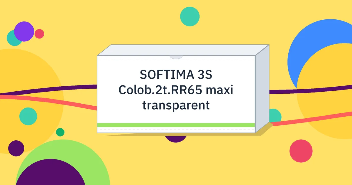 Symbolbild: Packung mit der Aufschrift SOFTIMA 3S Colob.2t.RR65 maxi transparent (PZN 04760274) – Verfügbarkeit und Bezug in Apotheken in Frankfurt am Main
