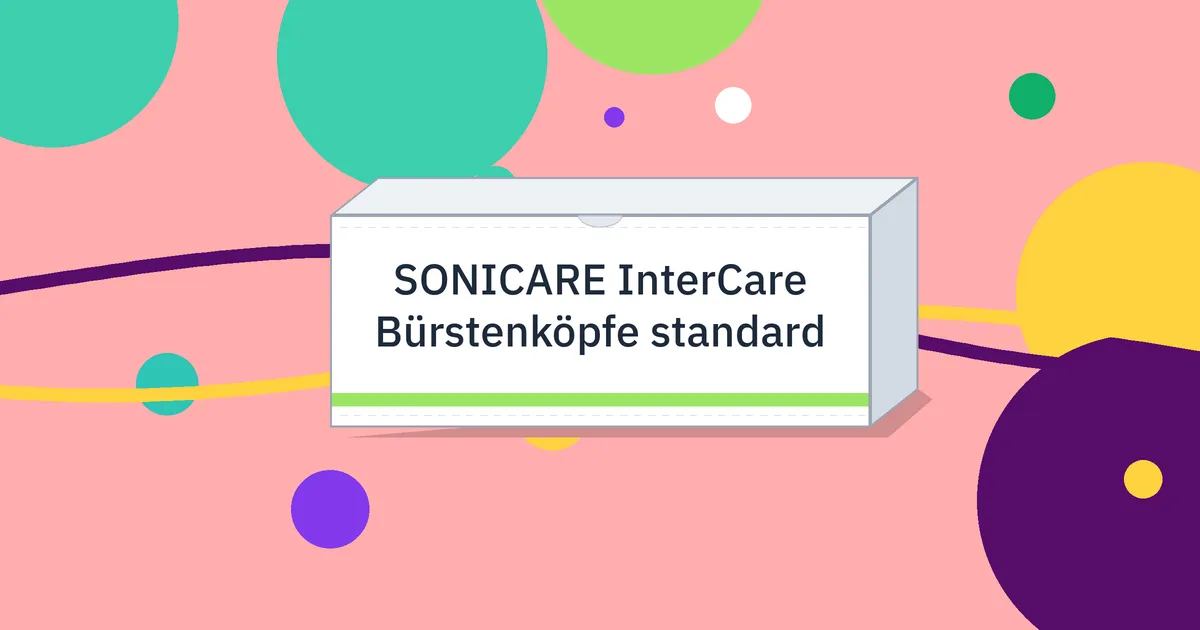 Symbolbild: Packung mit der Aufschrift SONICARE InterCare Bürstenköpfe standard (PZN 01895387) – Verfügbarkeit und Bezug in Apotheken in Frankfurt am Main
