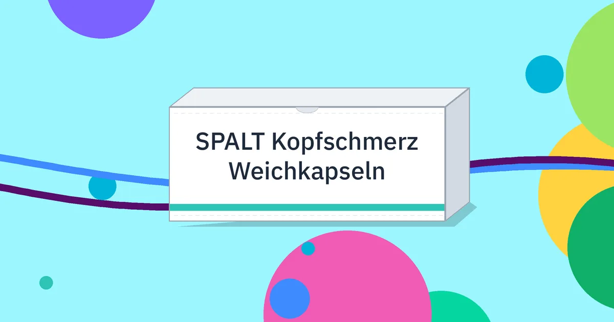 Symbolbild: Packung mit der Aufschrift SPALT Kopfschmerz Weichkapseln (PZN 00659940) – Verfügbarkeit und Bezug in Apotheken in Frankfurt am Main