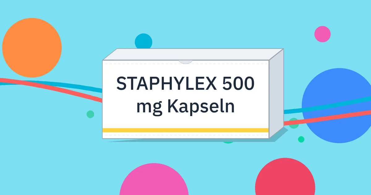 Symbolbild: Packung mit der Aufschrift STAPHYLEX 500 mg Kapseln (PZN 08630433) – Verfügbarkeit und Bezug in Apotheken in Frankfurt am Main