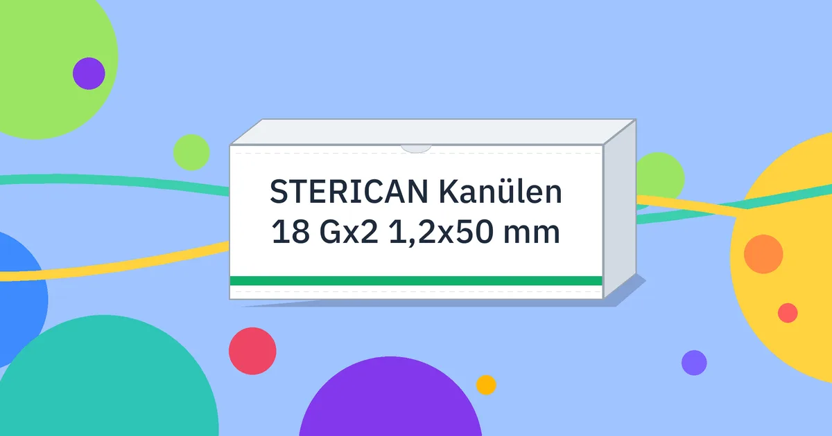 Symbolbild: Packung mit der Aufschrift STERICAN Kanülen 18 Gx2 1,2x50 mm (PZN 13708746) – Verfügbarkeit und Bezug in Apotheken in Frankfurt am Main