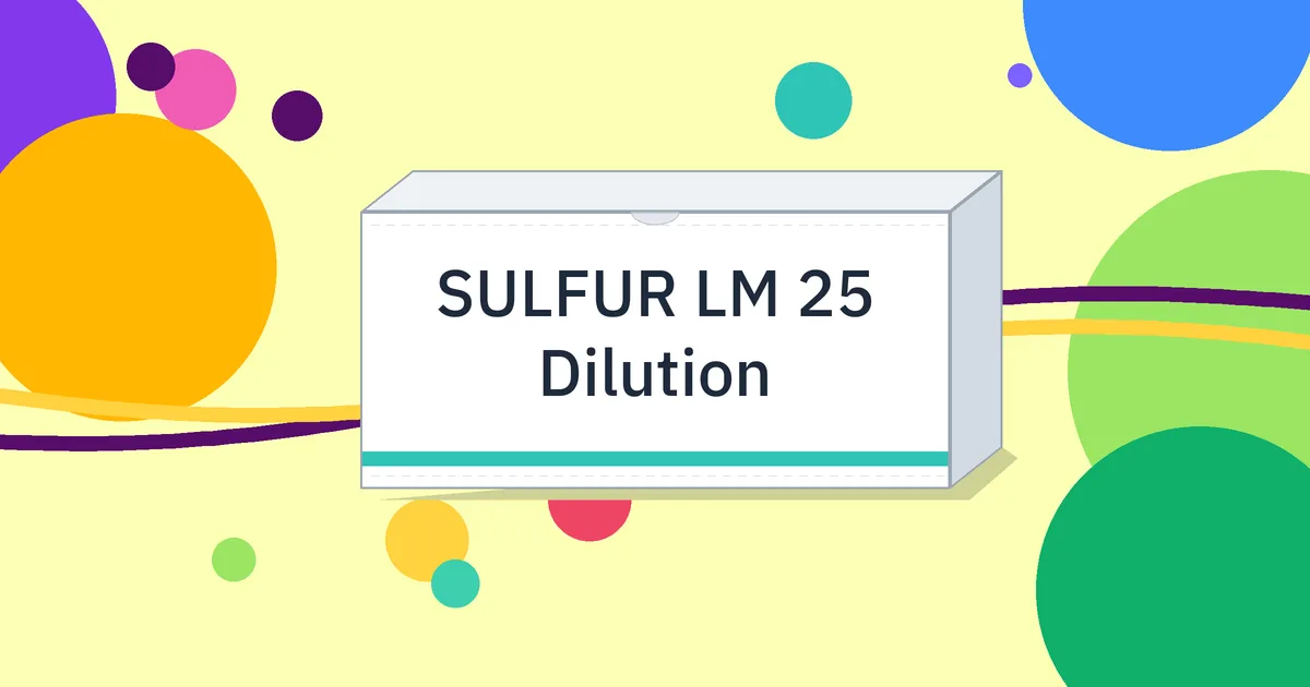 Symbolbild: Packung mit der Aufschrift SULFUR LM 25 Dilution (PZN 13210087) – Verfügbarkeit und Bezug in Apotheken in Frankfurt am Main