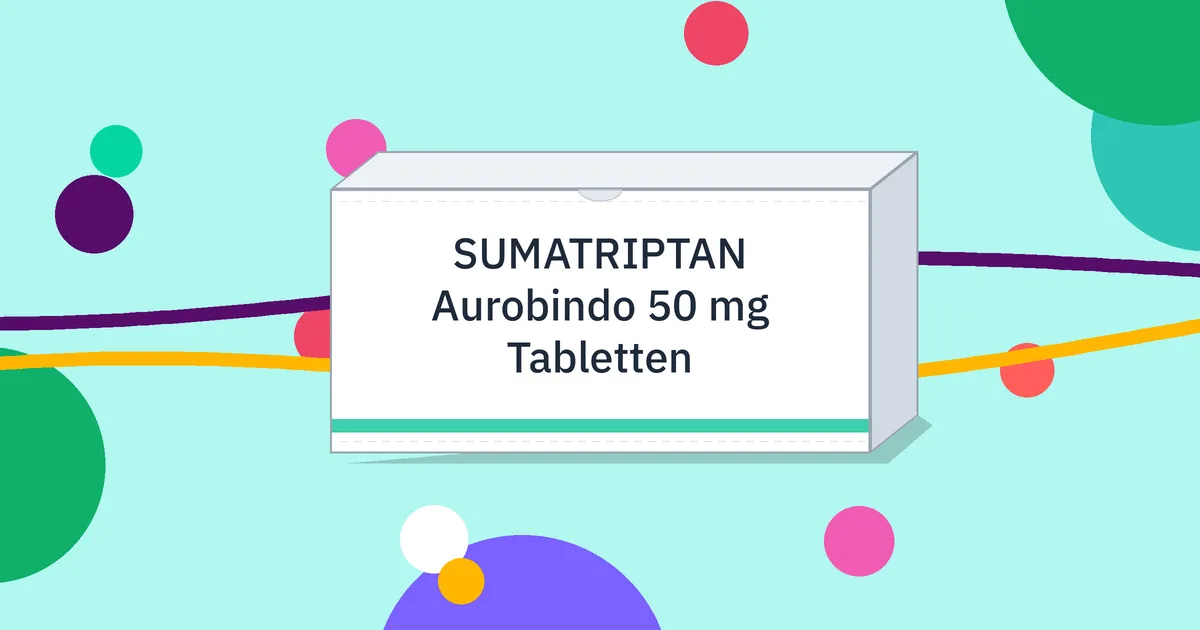 Symbolbild: Packung mit der Aufschrift SUMATRIPTAN Aurobindo 50 mg Tabletten (PZN 05454303) – Verfügbarkeit und Bezug in Apotheken in Frankfurt am Main