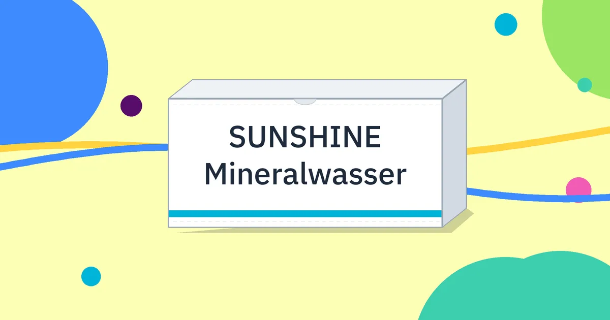 Symbolbild: Packung mit der Aufschrift SUNSHINE Mineralwasser (PZN 01116822) – Verfügbarkeit und Bezug in Apotheken in Frankfurt am Main