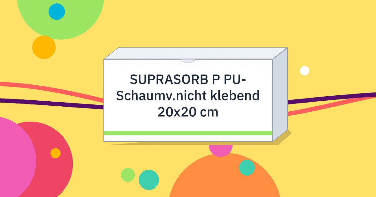Symbolbild: Packung mit der Aufschrift SUPRASORB P PU-Schaumv.nicht klebend 20x20 cm (PZN 17615326) – Verfügbarkeit und Bezug in Apotheken in Frankfurt am Main