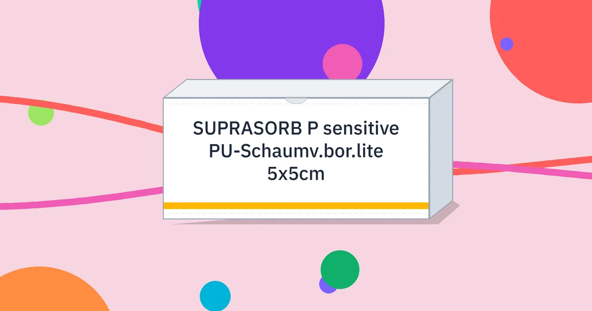 Symbolbild: Packung mit der Aufschrift SUPRASORB P sensitive PU-Schaumv.bor.lite 5x5cm (PZN 16503849) – Verfügbarkeit und Bezug in Apotheken in Frankfurt am Main