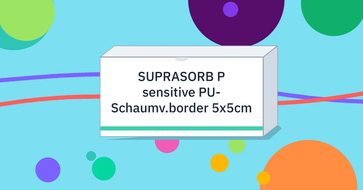 Symbolbild: Packung mit der Aufschrift SUPRASORB P sensitive PU-Schaumv.border 5x5cm (PZN 10118122) – Verfügbarkeit und Bezug in Apotheken in Frankfurt am Main