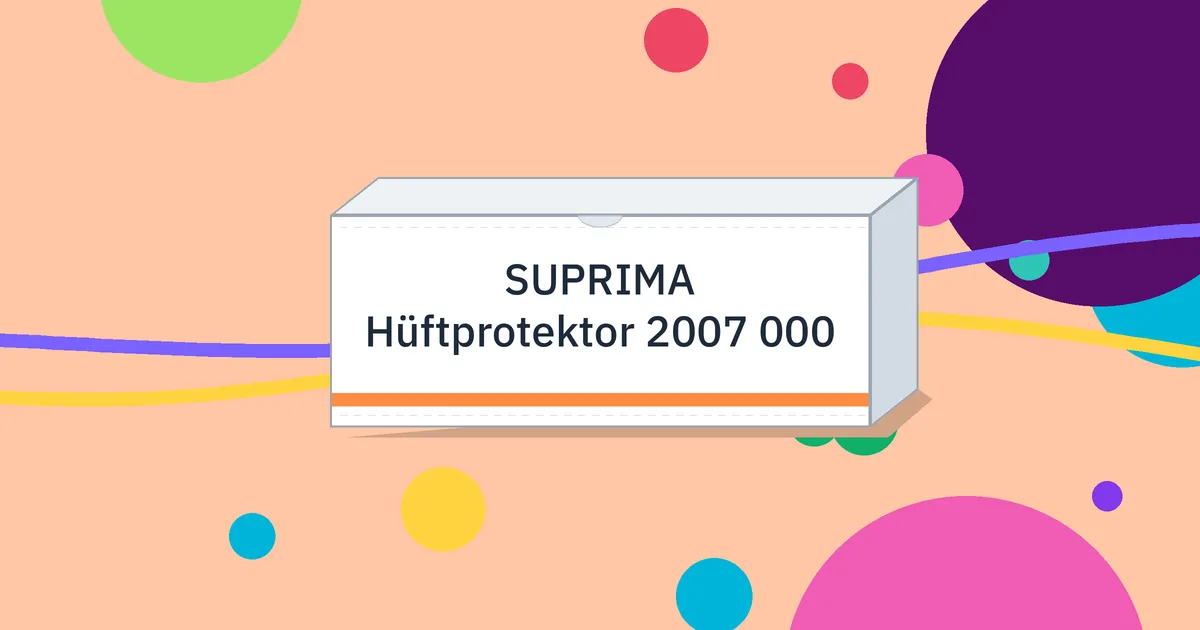 Symbolbild: Packung mit der Aufschrift SUPRIMA Hüftprotektor 2007 000 (PZN 00719990) – Verfügbarkeit und Bezug in Apotheken in Frankfurt am Main