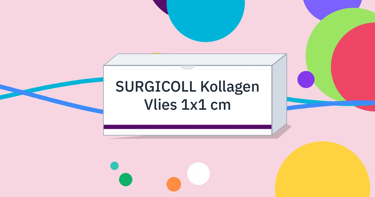 Symbolbild: Packung mit der Aufschrift SURGICOLL Kollagen Vlies 1x1 cm (PZN 04012827) – Verfügbarkeit und Bezug in Apotheken in Frankfurt am Main