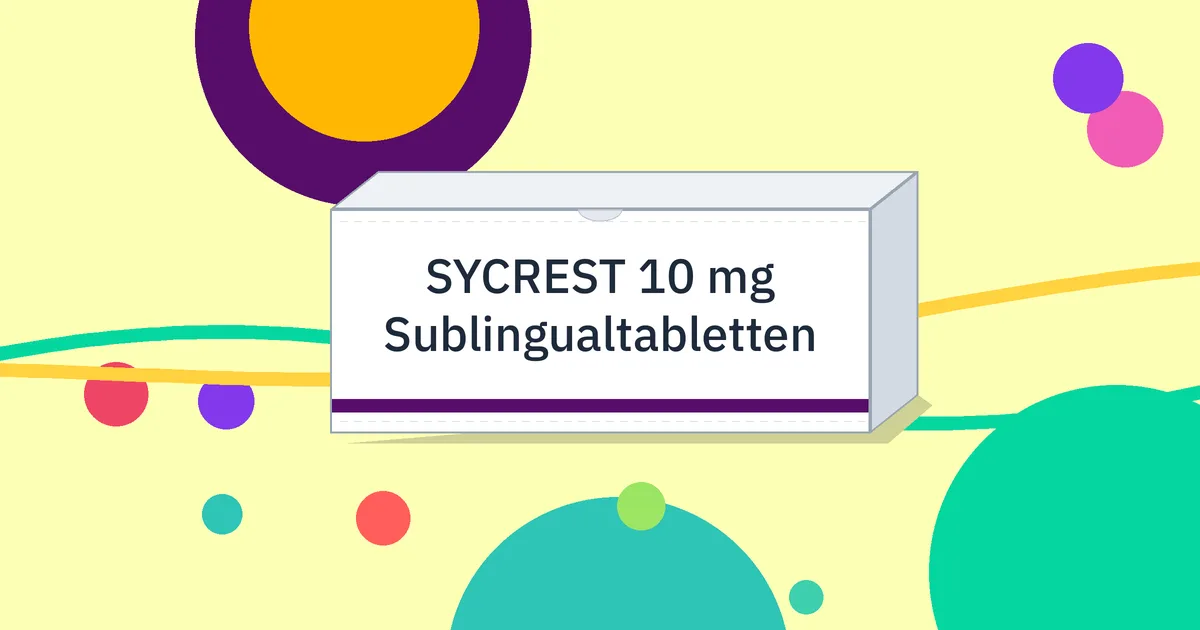 Symbolbild: Packung mit der Aufschrift SYCREST 10 mg Sublingualtabletten (PZN 09718302) – Verfügbarkeit und Bezug in Apotheken in Frankfurt am Main