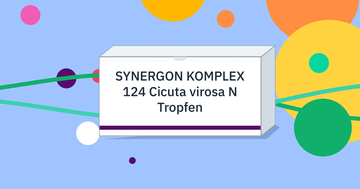 Symbolbild: Packung mit der Aufschrift SYNERGON KOMPLEX 124 Cicuta virosa N Tropfen (PZN 02386417) – Verfügbarkeit und Bezug in Apotheken in Frankfurt am Main