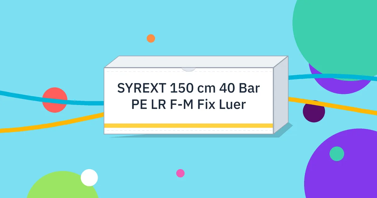 Symbolbild: Packung mit der Aufschrift SYREXT 150 cm 40 Bar PE LR F-M Fix Luer (PZN 17898620) – Verfügbarkeit und Bezug in Apotheken in Frankfurt am Main