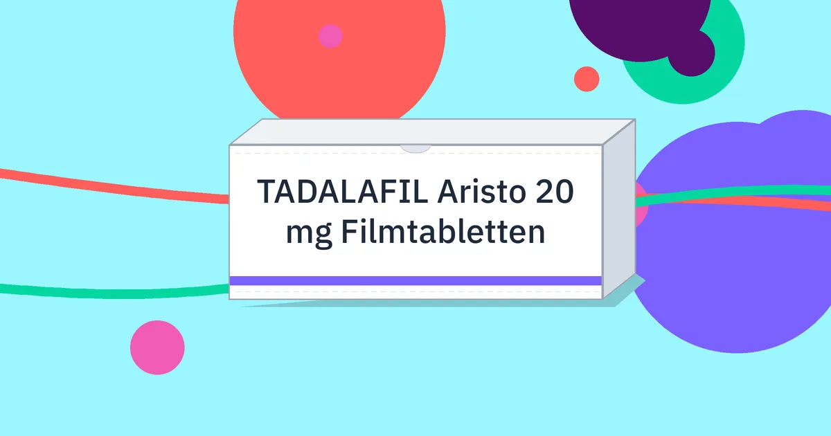 Symbolbild: Packung mit der Aufschrift TADALAFIL Aristo 20 mg Filmtabletten (PZN 13985687) – Verfügbarkeit und Bezug in Apotheken in Frankfurt am Main