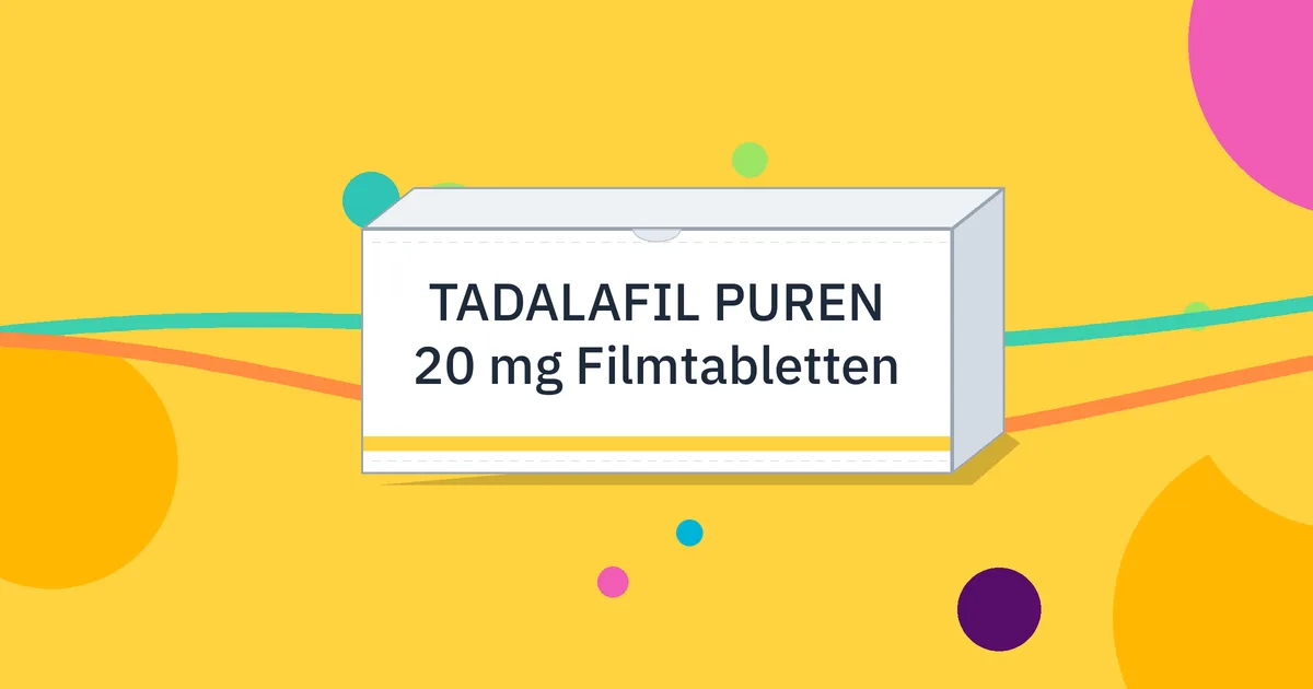 Symbolbild: Packung mit der Aufschrift TADALAFIL PUREN 20 mg Filmtabletten (PZN 12501865) – Verfügbarkeit und Bezug in Apotheken in Frankfurt am Main