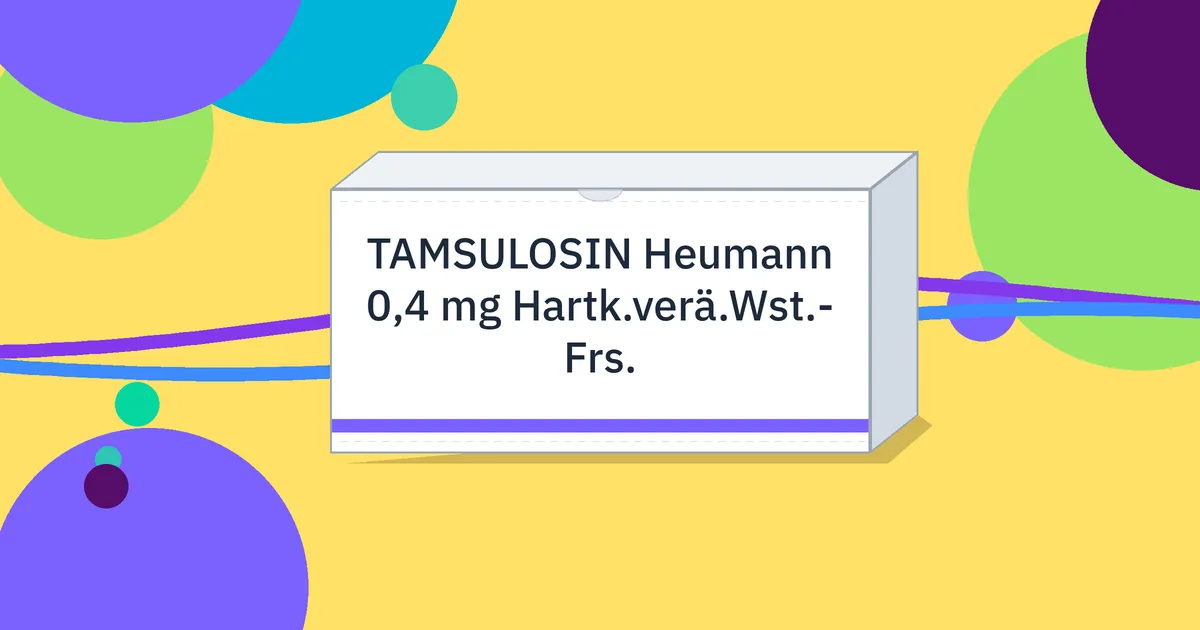 Symbolbild: Packung mit der Aufschrift TAMSULOSIN Heumann 0,4 mg Hartk.verä.Wst.-Frs. (PZN 12582148) – Verfügbarkeit und Bezug in Apotheken in Frankfurt am Main
