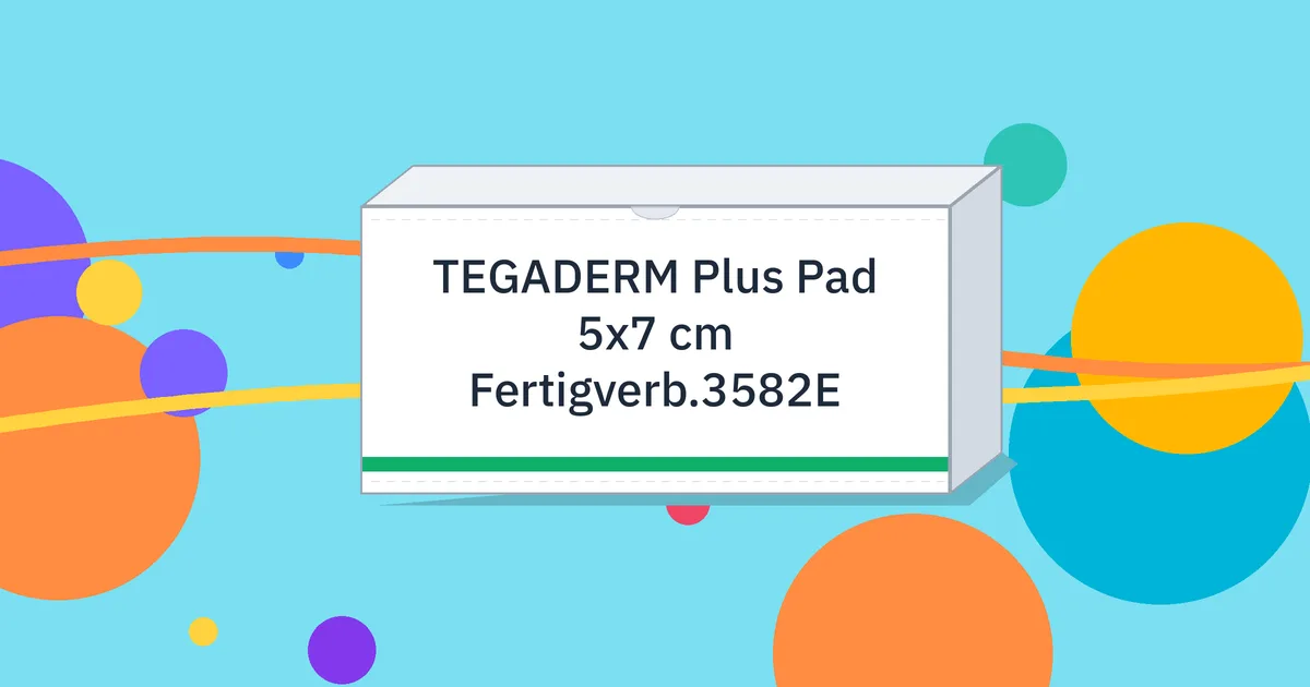 Symbolbild: Packung mit der Aufschrift TEGADERM Plus Pad 5x7 cm Fertigverb.3582E (PZN 07590418) – Verfügbarkeit und Bezug in Apotheken in Frankfurt am Main