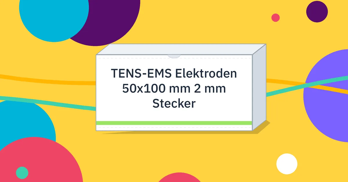 Symbolbild: Packung mit der Aufschrift TENS-EMS Elektroden 50x100 mm 2 mm Stecker (PZN 16943413) – Verfügbarkeit und Bezug in Apotheken in Frankfurt am Main