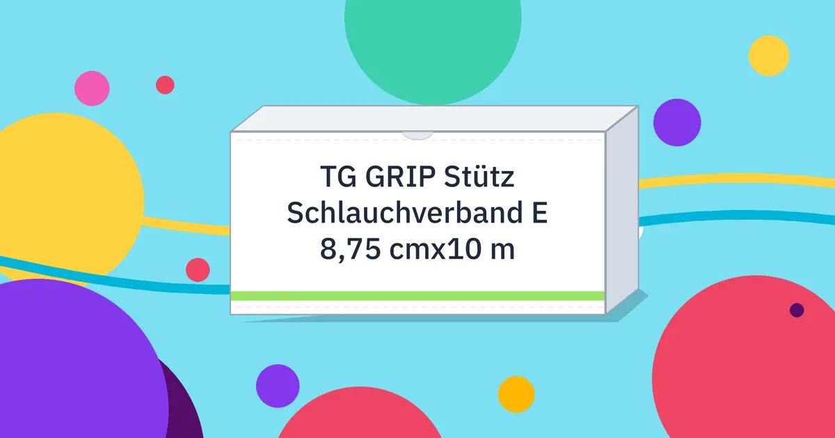 Symbolbild: Packung mit der Aufschrift TG GRIP Stütz Schlauchverband E 8,75 cmx10 m (PZN 01309403) – Verfügbarkeit und Bezug in Apotheken in Frankfurt am Main