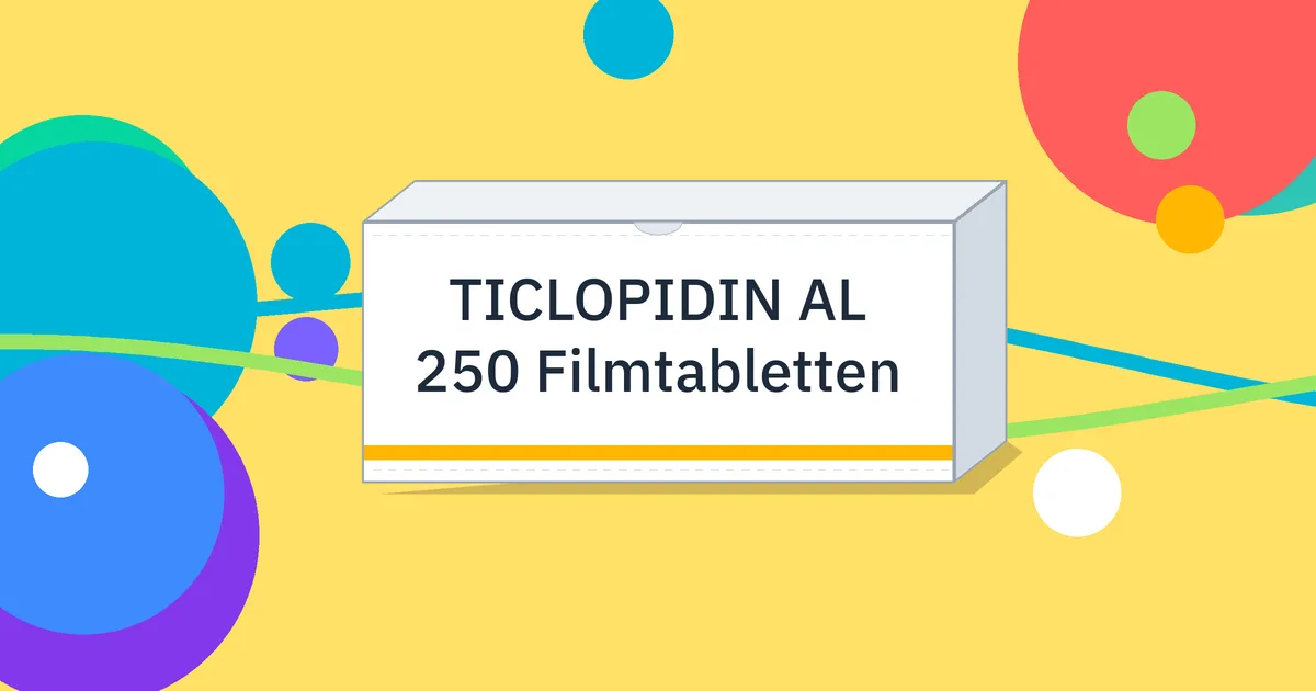 Symbolbild: Packung mit der Aufschrift TICLOPIDIN AL 250 Filmtabletten (PZN 01098314) – Verfügbarkeit und Bezug in Apotheken in Frankfurt am Main