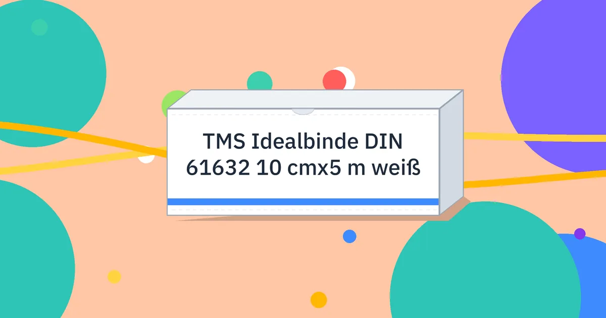 Symbolbild: Packung mit der Aufschrift TMS Idealbinde DIN 61632 10 cmx5 m weiß (PZN 18317068) – Verfügbarkeit und Bezug in Apotheken in Frankfurt am Main
