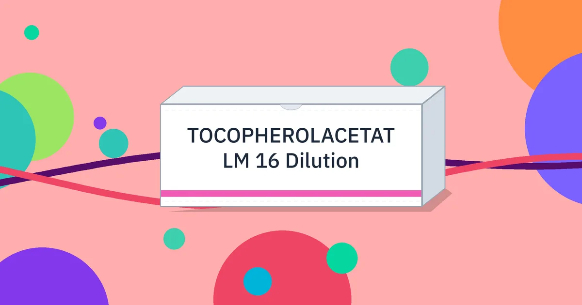 Symbolbild: Packung mit der Aufschrift TOCOPHEROLACETAT LM 16 Dilution (PZN 13224824) – Verfügbarkeit und Bezug in Apotheken in Frankfurt am Main