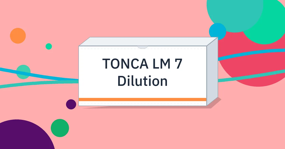 Symbolbild: Packung mit der Aufschrift TONCA LM 7 Dilution (PZN 13225195) – Verfügbarkeit und Bezug in Apotheken in Frankfurt am Main