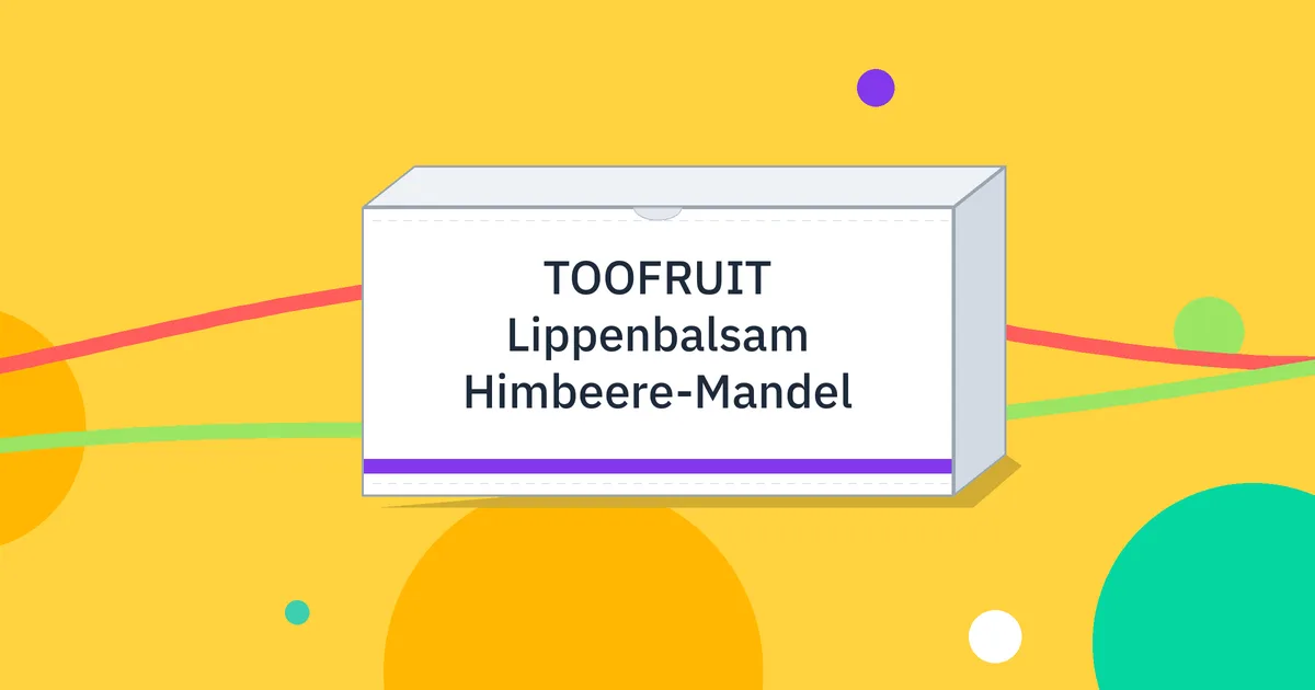 Symbolbild: Packung mit der Aufschrift TOOFRUIT Lippenbalsam Himbeere-Mandel (PZN 19387409) – Verfügbarkeit und Bezug in Apotheken in Frankfurt am Main