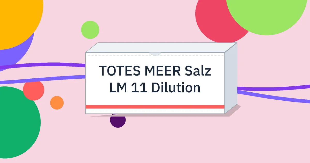 Symbolbild: Packung mit der Aufschrift TOTES MEER Salz LM 11 Dilution (PZN 13226154) – Verfügbarkeit und Bezug in Apotheken in Frankfurt am Main
