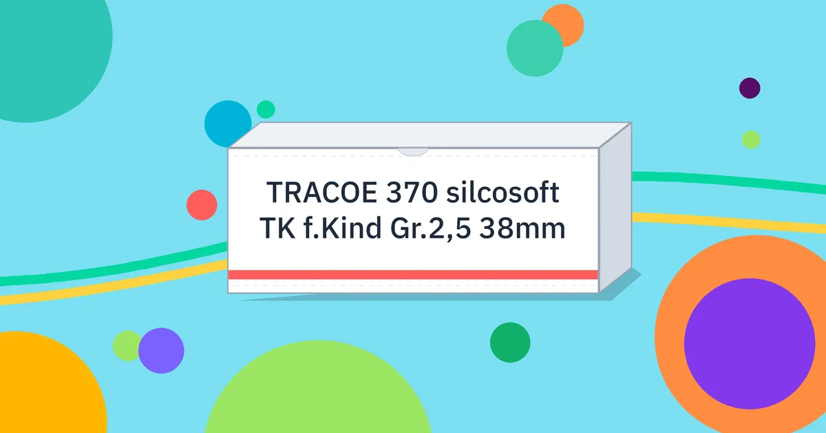 Symbolbild: Packung mit der Aufschrift TRACOE 370 silcosoft TK f.Kind Gr.2,5 38mm (PZN 14313949) – Verfügbarkeit und Bezug in Apotheken in Frankfurt am Main