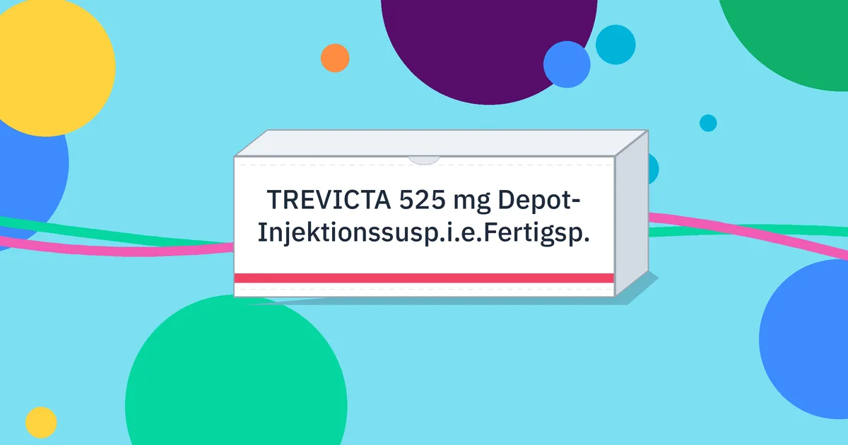 Symbolbild: Packung mit der Aufschrift TREVICTA 525 mg Depot-Injektionssusp.i.e.Fertigsp. (PZN 15619975) – Verfügbarkeit und Bezug in Apotheken in Frankfurt am Main