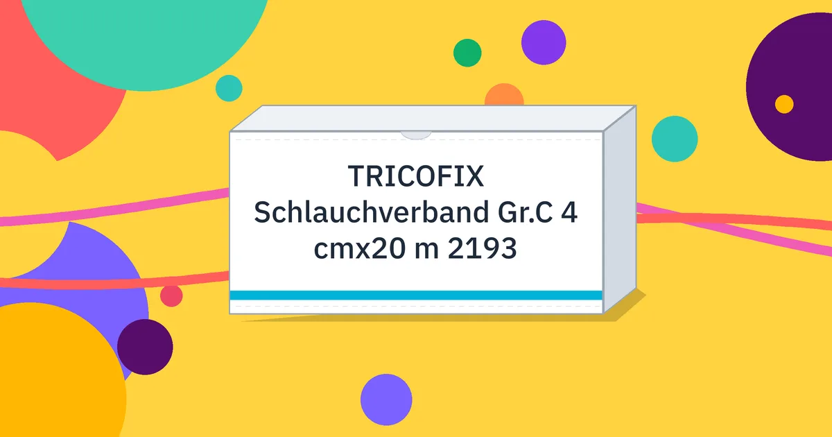 Symbolbild: Packung mit der Aufschrift TRICOFIX Schlauchverband Gr.C 4 cmx20 m 2193 (PZN 05490345) – Verfügbarkeit und Bezug in Apotheken in Frankfurt am Main
