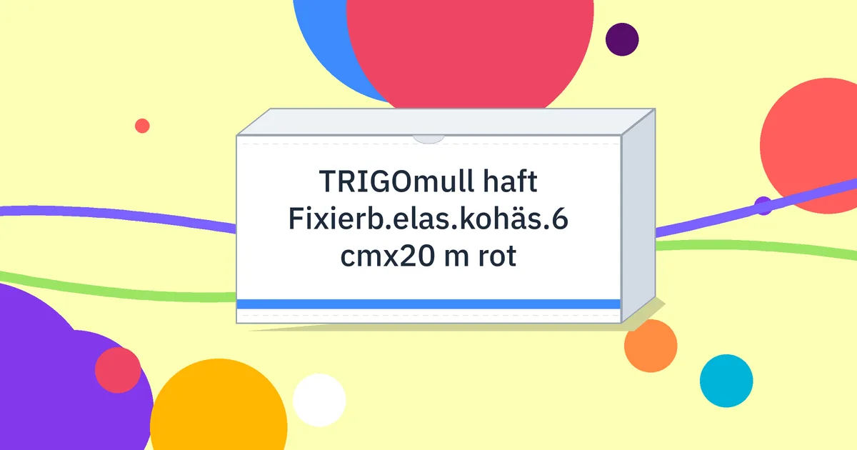 Symbolbild: Packung mit der Aufschrift TRIGOmull haft Fixierb.elas.kohäs.6 cmx20 m rot (PZN 00050009) – Verfügbarkeit und Bezug in Apotheken in Frankfurt am Main