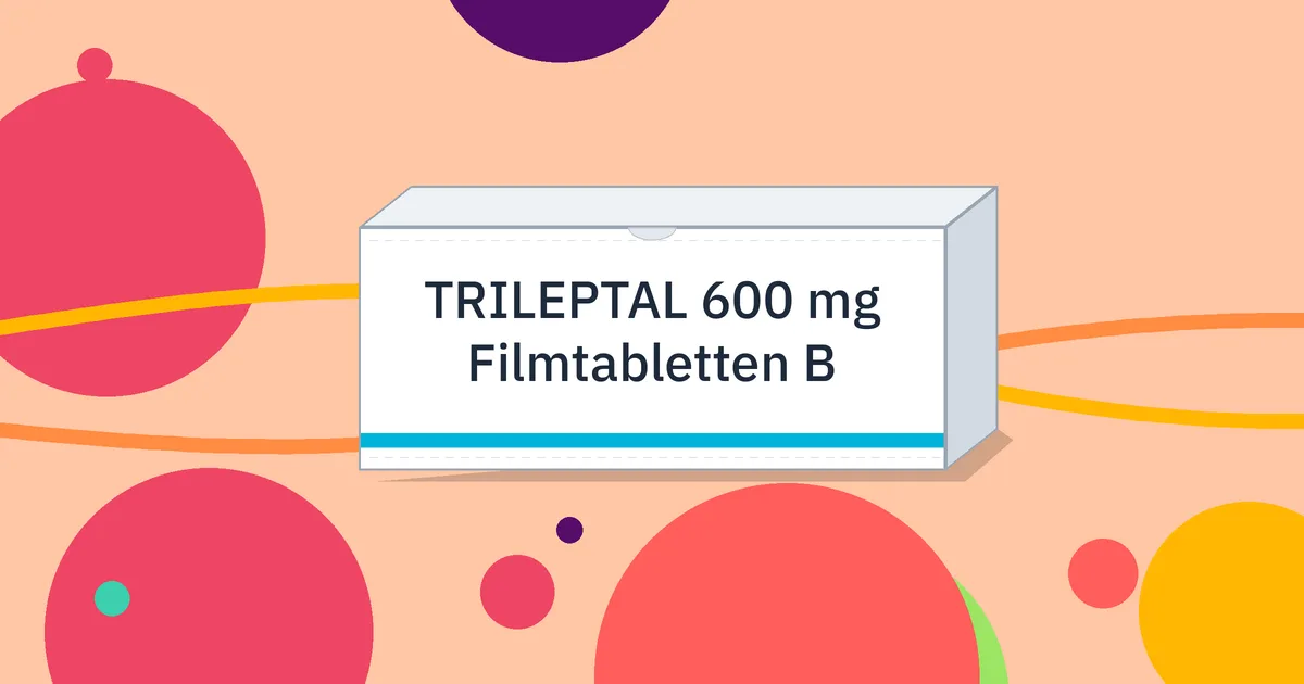 Symbolbild: Packung mit der Aufschrift TRILEPTAL 600 mg Filmtabletten B (PZN 04392391) – Verfügbarkeit und Bezug in Apotheken in Frankfurt am Main