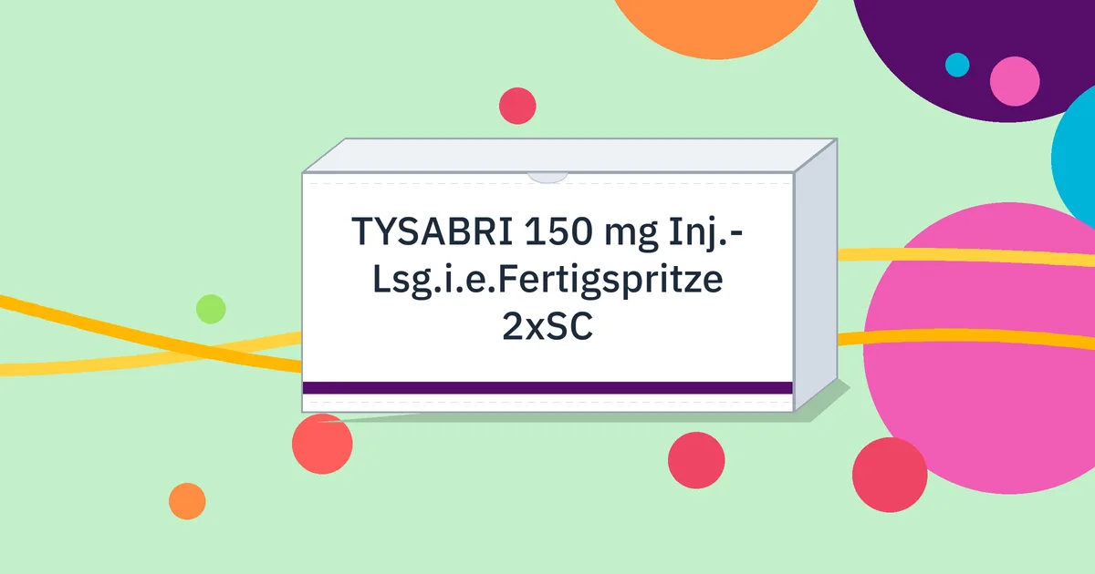 Symbolbild: Packung mit der Aufschrift TYSABRI 150 mg Inj.-Lsg.i.e.Fertigspritze 2xSC (PZN 17823243) – Verfügbarkeit und Bezug in Apotheken in Frankfurt am Main