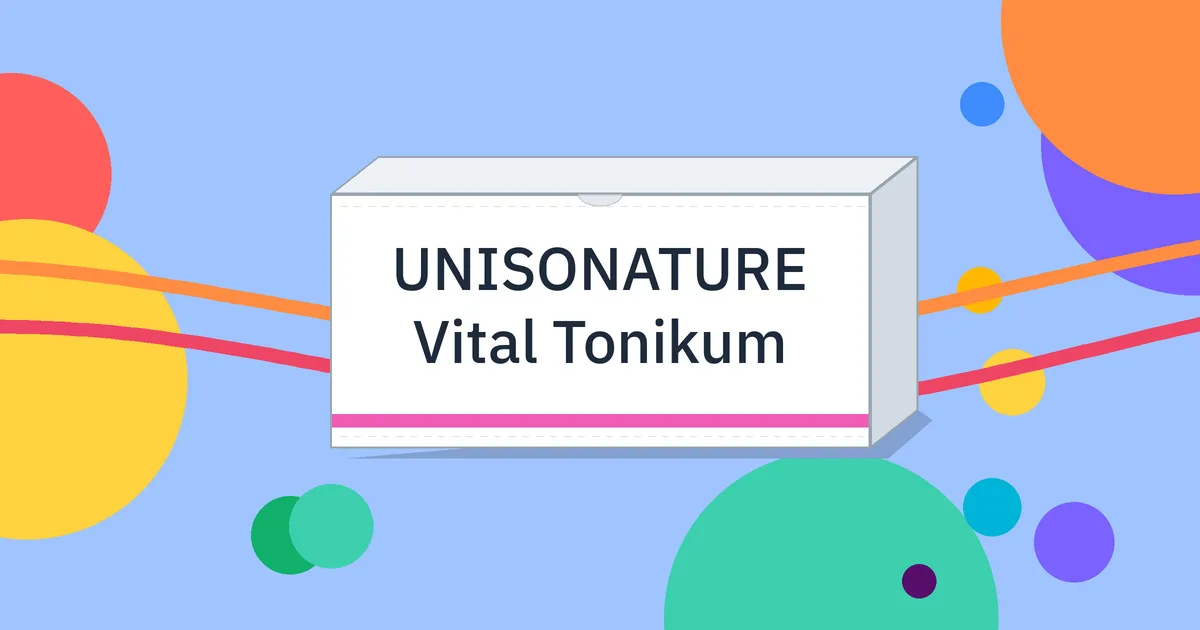 Symbolbild: Packung mit der Aufschrift UNISONATURE Vital Tonikum (PZN 19537211) – Verfügbarkeit und Bezug in Apotheken in Frankfurt am Main
